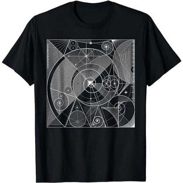 Sacred Geometry T Shirt Fibonacci, White Golden Spiral - Walmart.com