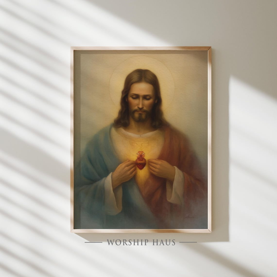 Sacred Heart Of Jesus Catholic Wall Print Glowing Savior Image ...