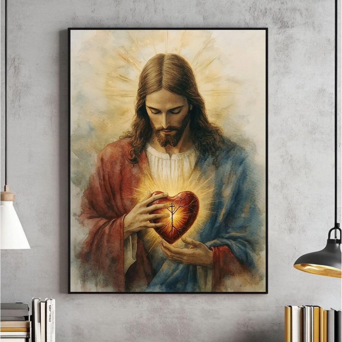 Sacred Heart Of Jesus Christian Wall Art, Catholic Art, Modern ...