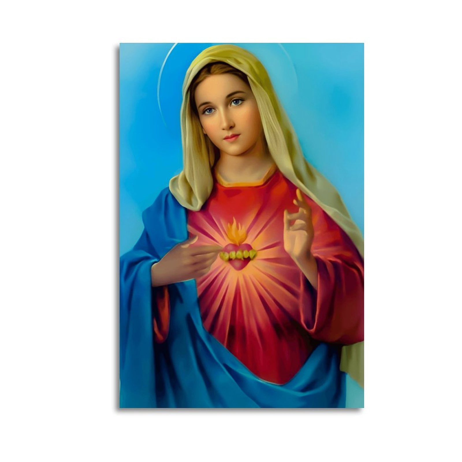 Sacred Heart Of Mary Portrait,Virgin Mary Blessed Mother Poster Wrapped ...