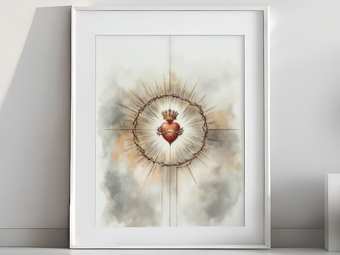 Sacred Heart Of Jesus Print: Rustic Christian Art Digital Download ...