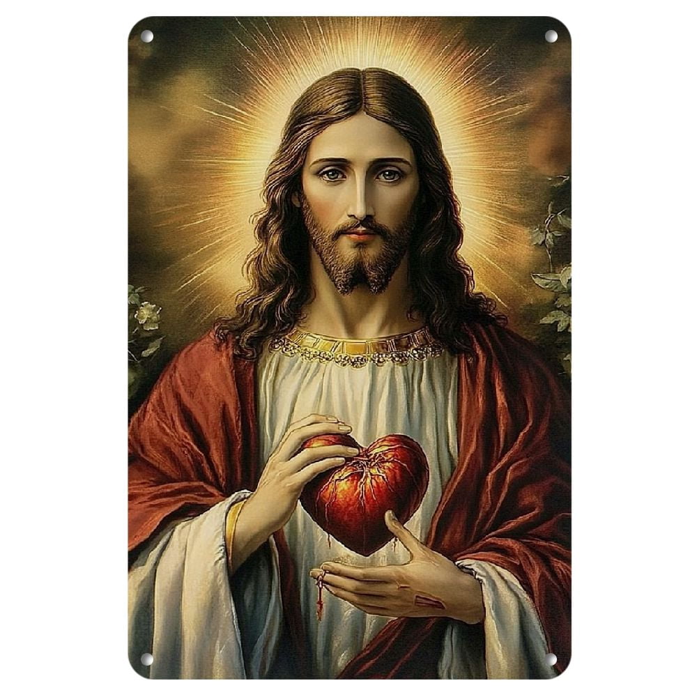 Sacred Heart Religious Iron Art Poster Set - Vintage Iron Wall Decor ...