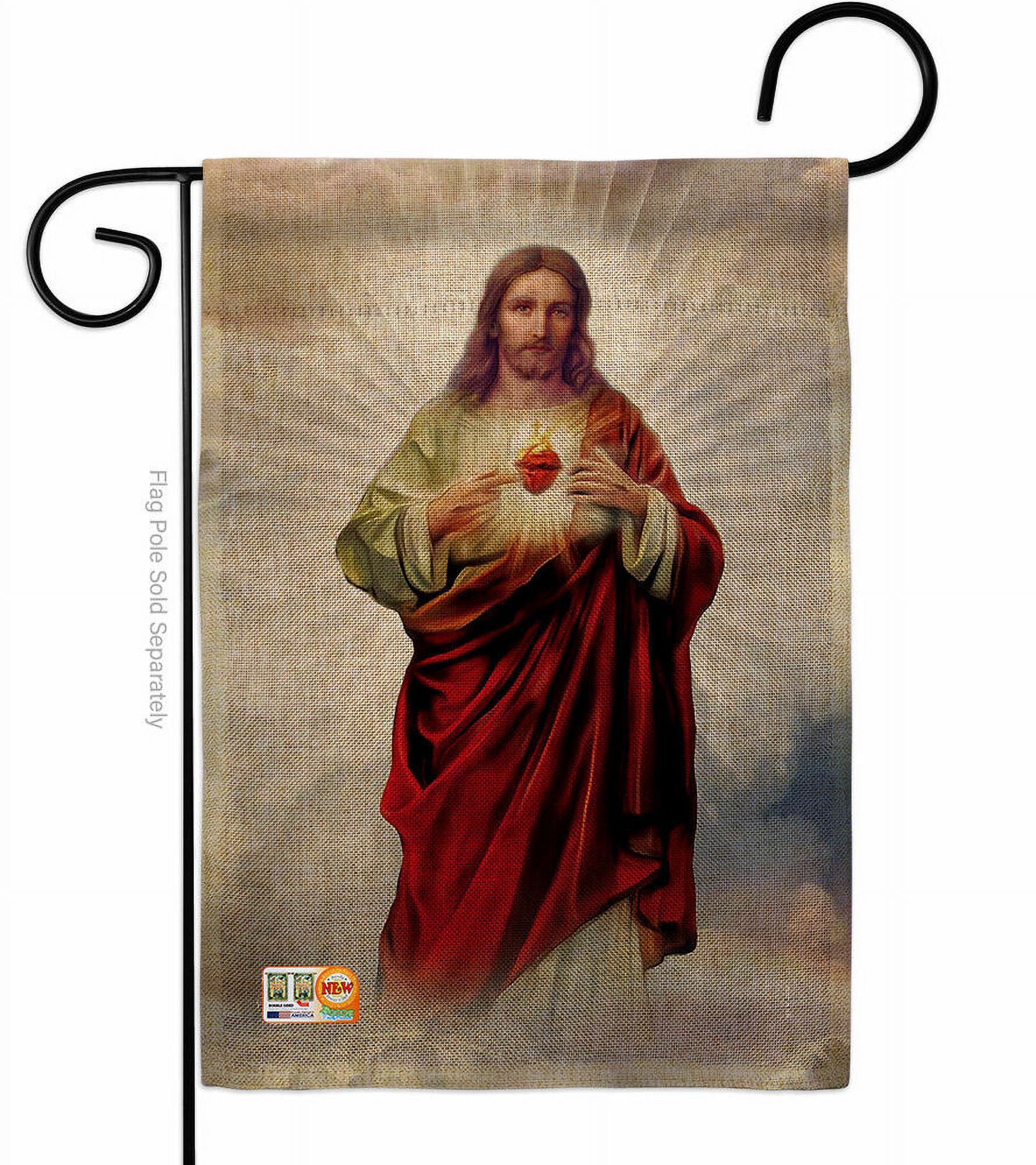 Sacred Heart of Jesus Burlap Garden Flag Religious Faith Decorative ...