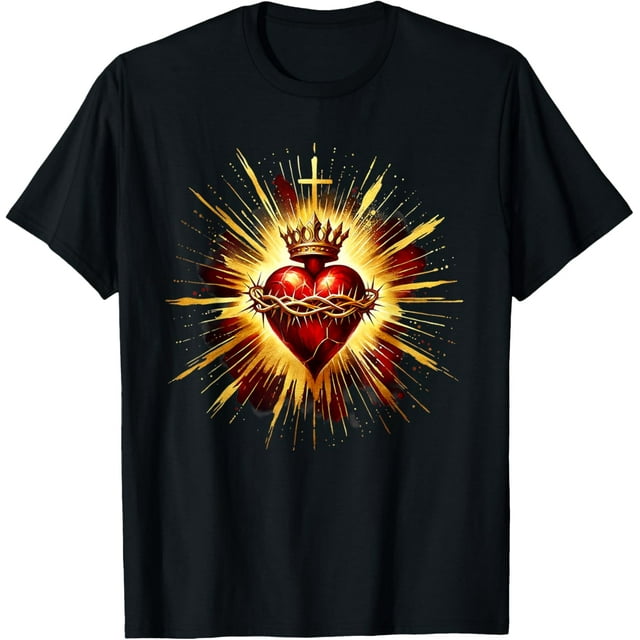 Sacred Heart of Jesus Catholic Devotion Faith T-Shirt - Walmart.com