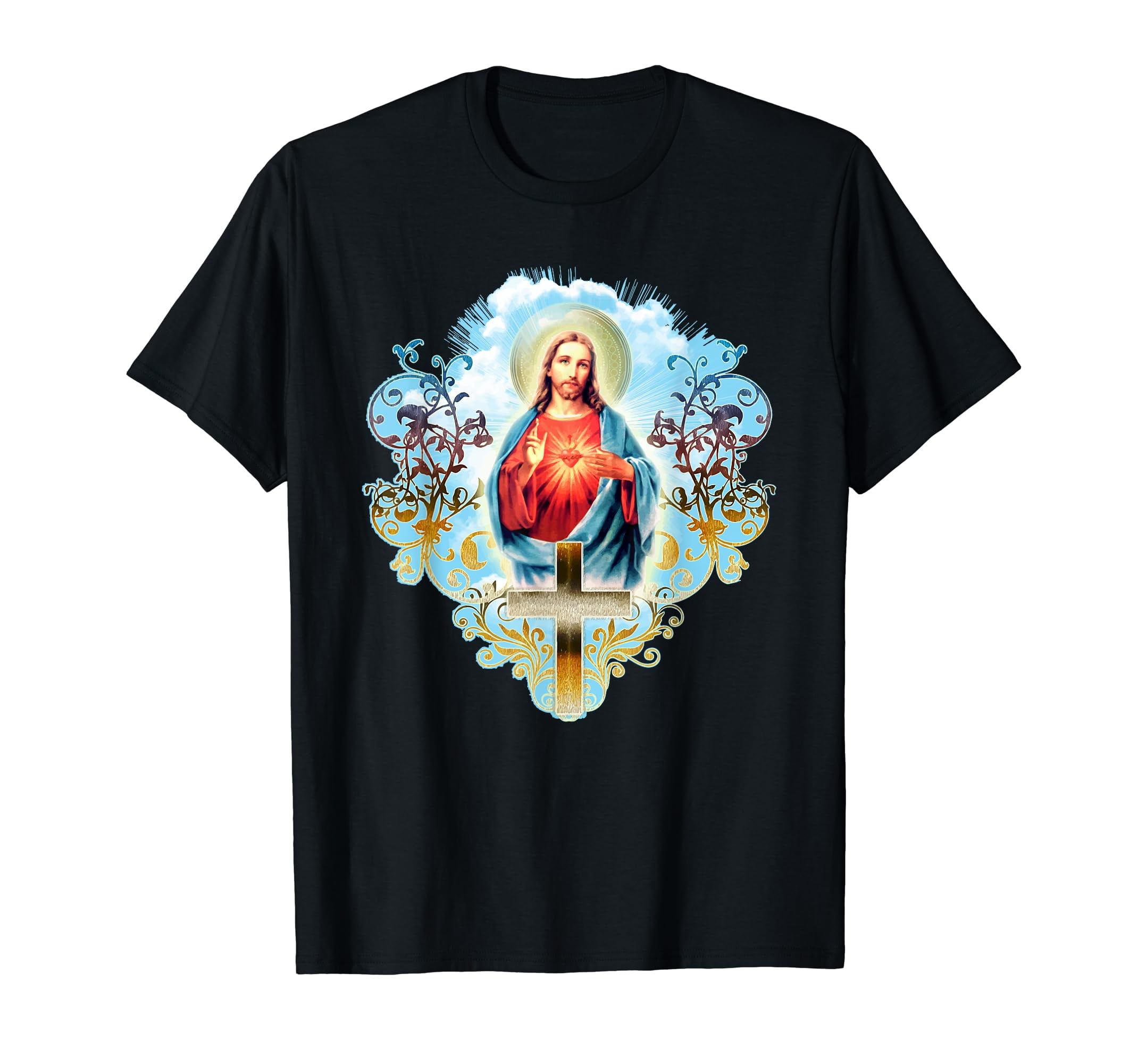 Sacred Heart of Jesus Christ Vintage Cross Catholic Men Women T-Shirt ...