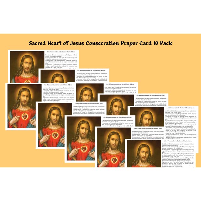 Sacred Heart of Jesus Consecration Prayer Cards Laminated - Walmart.com