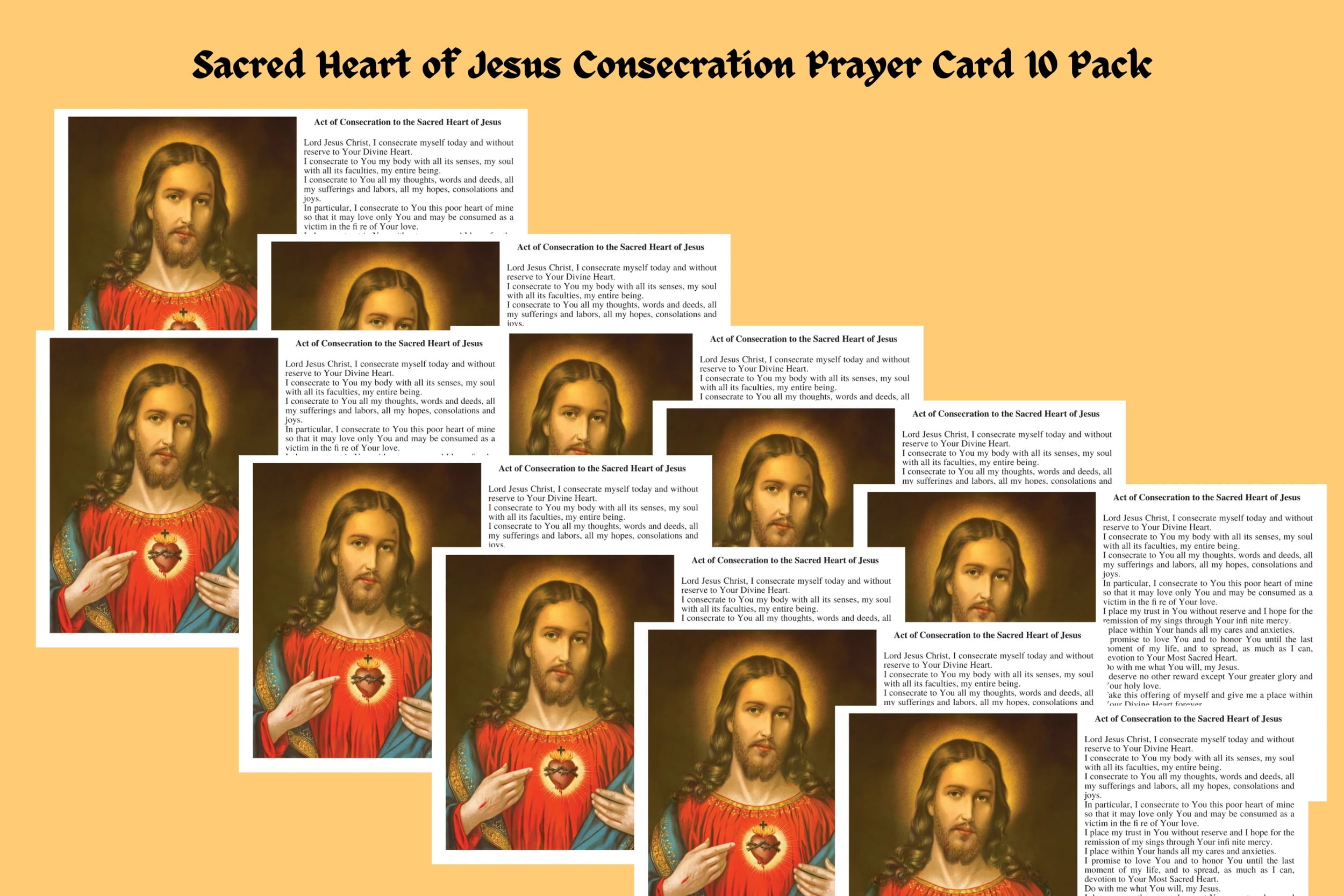 Sacred Heart of Jesus Consecration Prayer Cards Laminated - Walmart.com