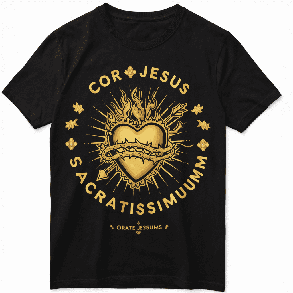 Sacred-Heart of Jesus Cor Jesu Sacratissimum Devotion Catholic T-Shirt ...