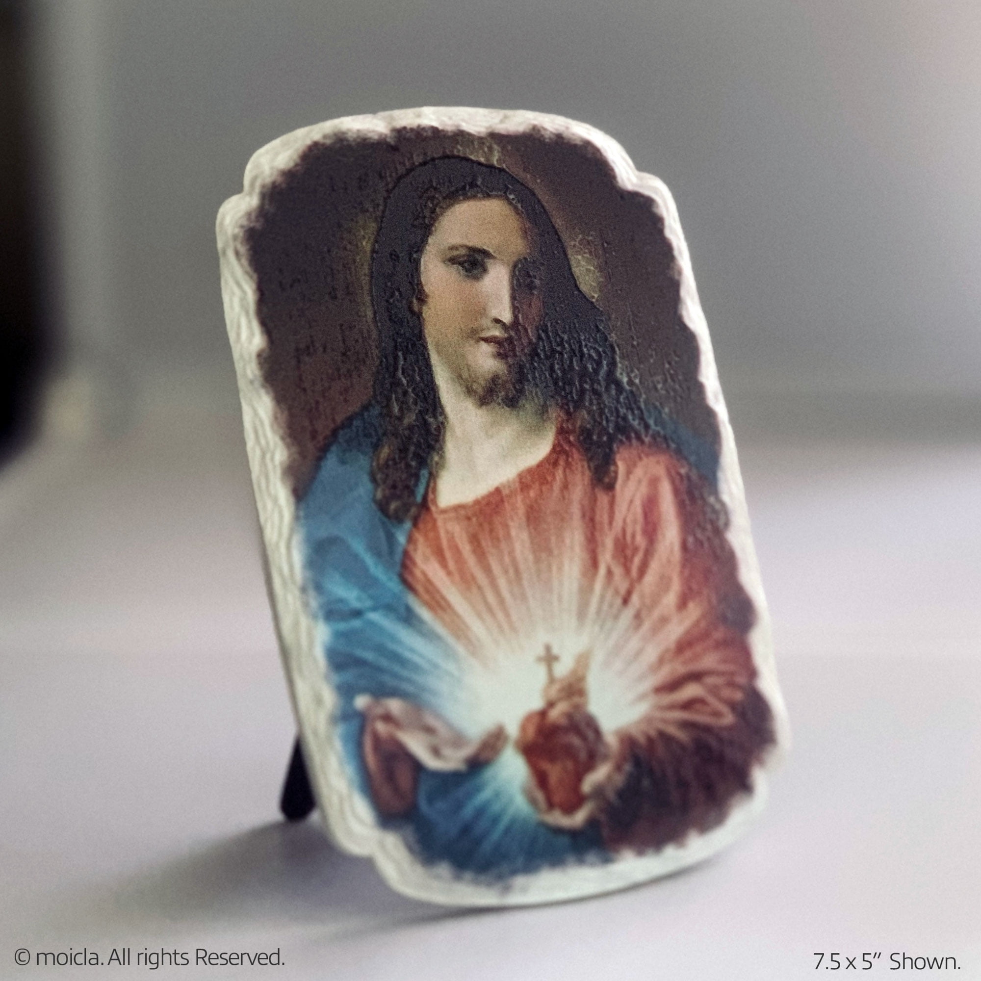Sacred Heart of Jesus Resin Plaque – 7.5" x 5" Stand-Alone Catholic ...
