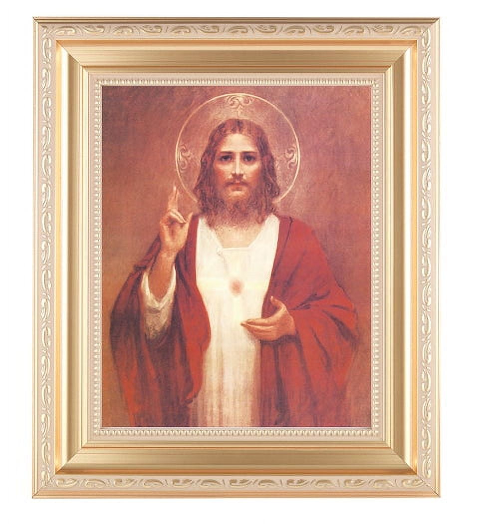 Sacred Heart of Jesus Satin Picture Framed Wall Art Decor Large, Satin ...