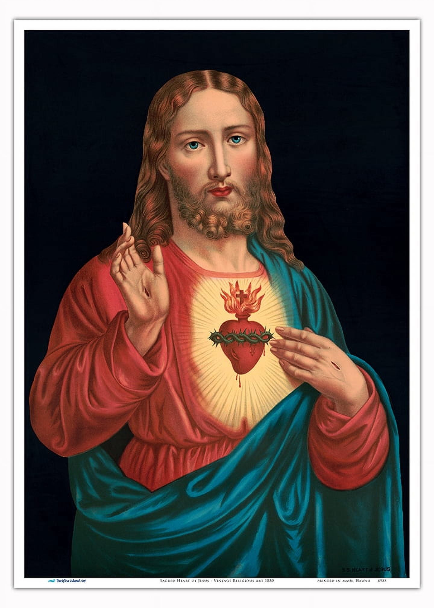 Sacred Heart of Jesus - Vintage Religious Art c.1880 - Master Art Print ...