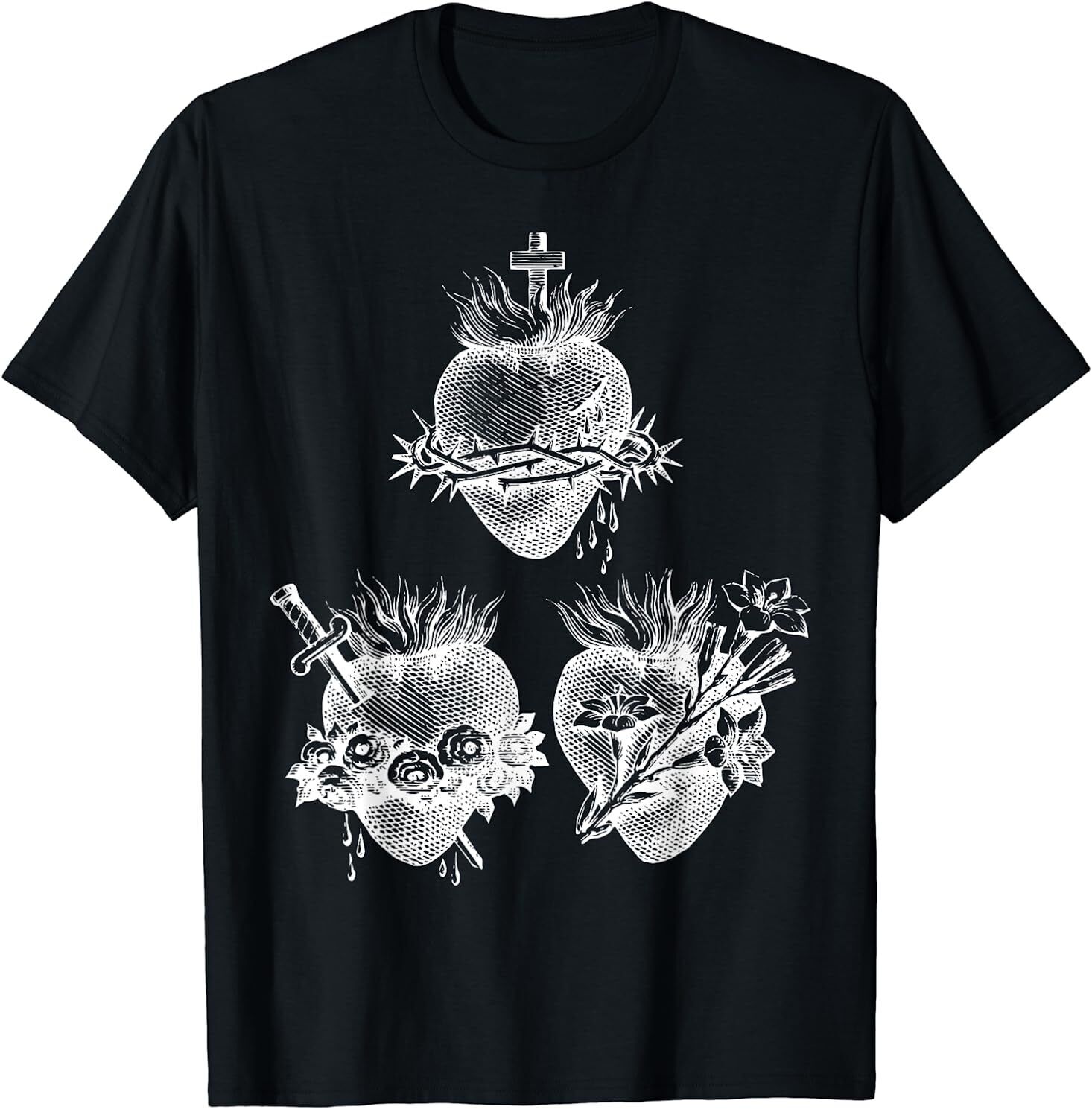 Sacred Heart of Jesus and Immaculate Heart of Mary Joseph 3W T-Shirt ...