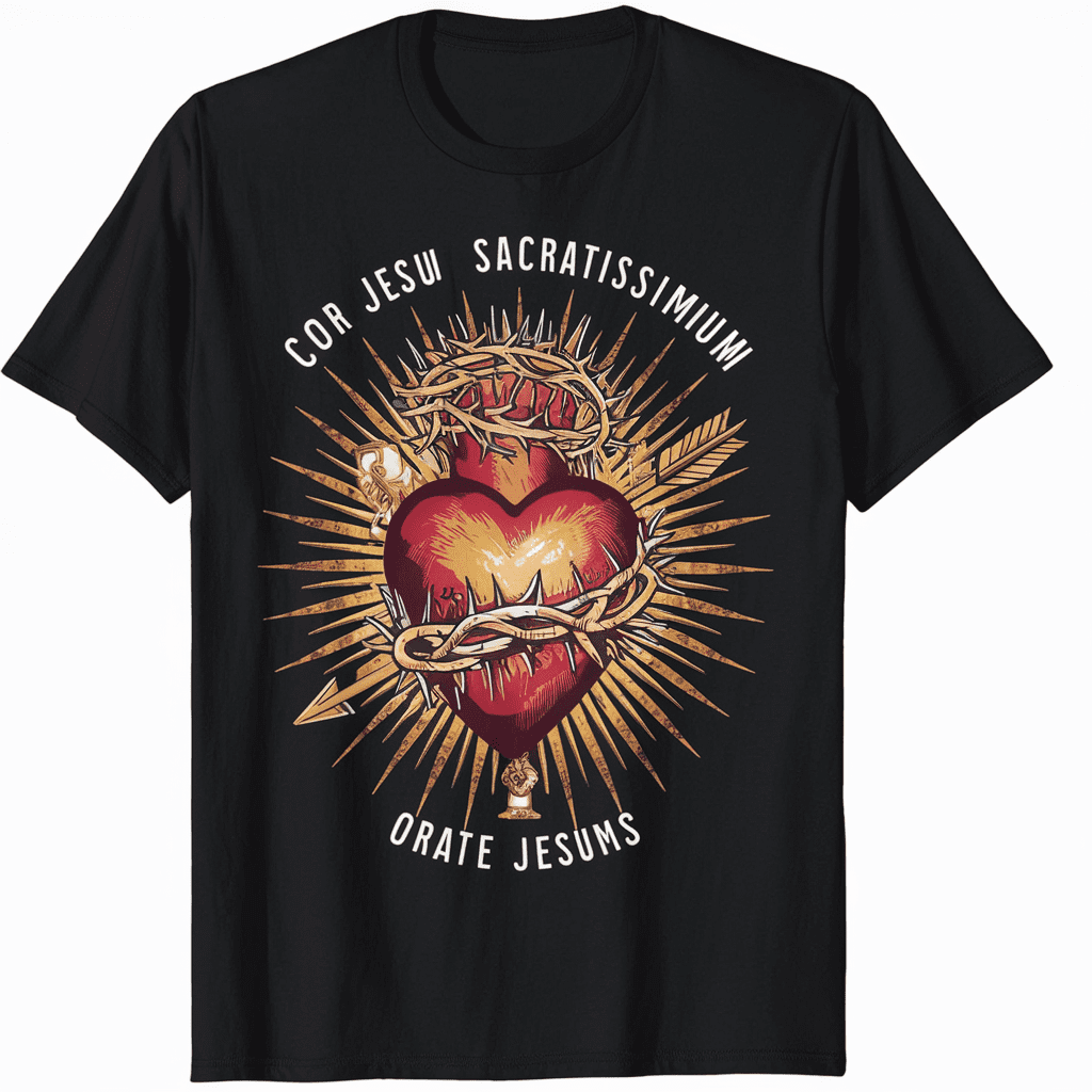 Sacred Hearts Jesus Virgin Mary Saint Joseph Devotion T-Shirt - Walmart.com