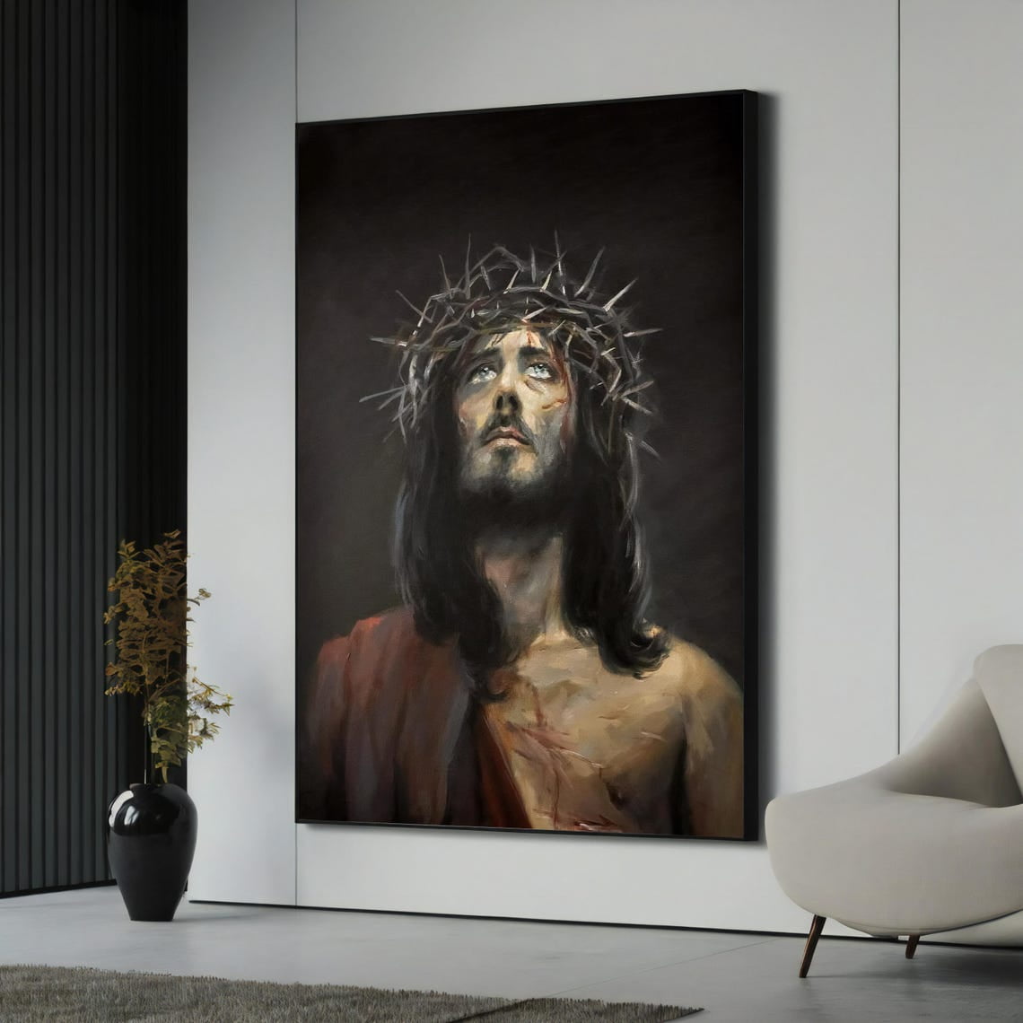 Sacred Jesus Christ Canvas Painting - Emotional 'Ecce Homo' Artwork ...