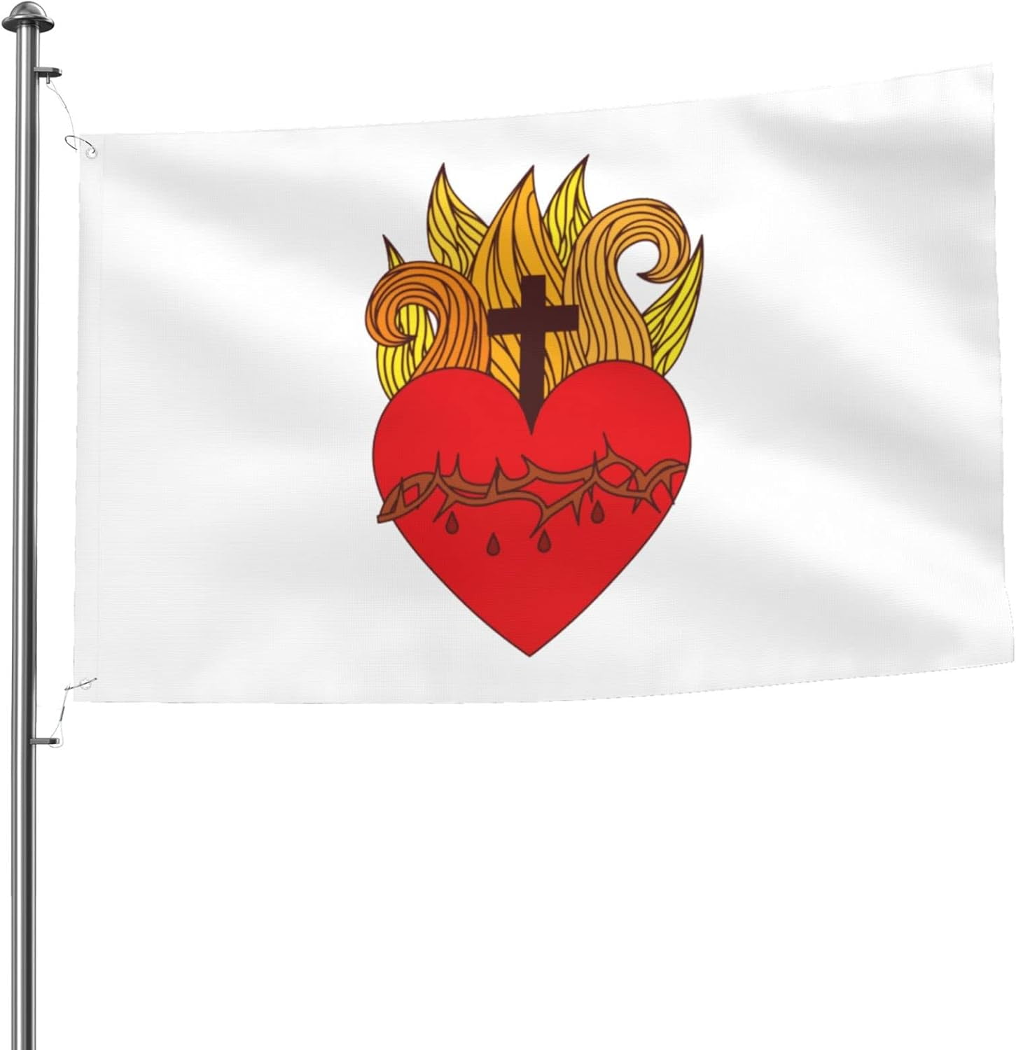 Sacred Jesus Heart Icon Flags 5x8 Ft Yard Flag Indoor Decoration Banner ...