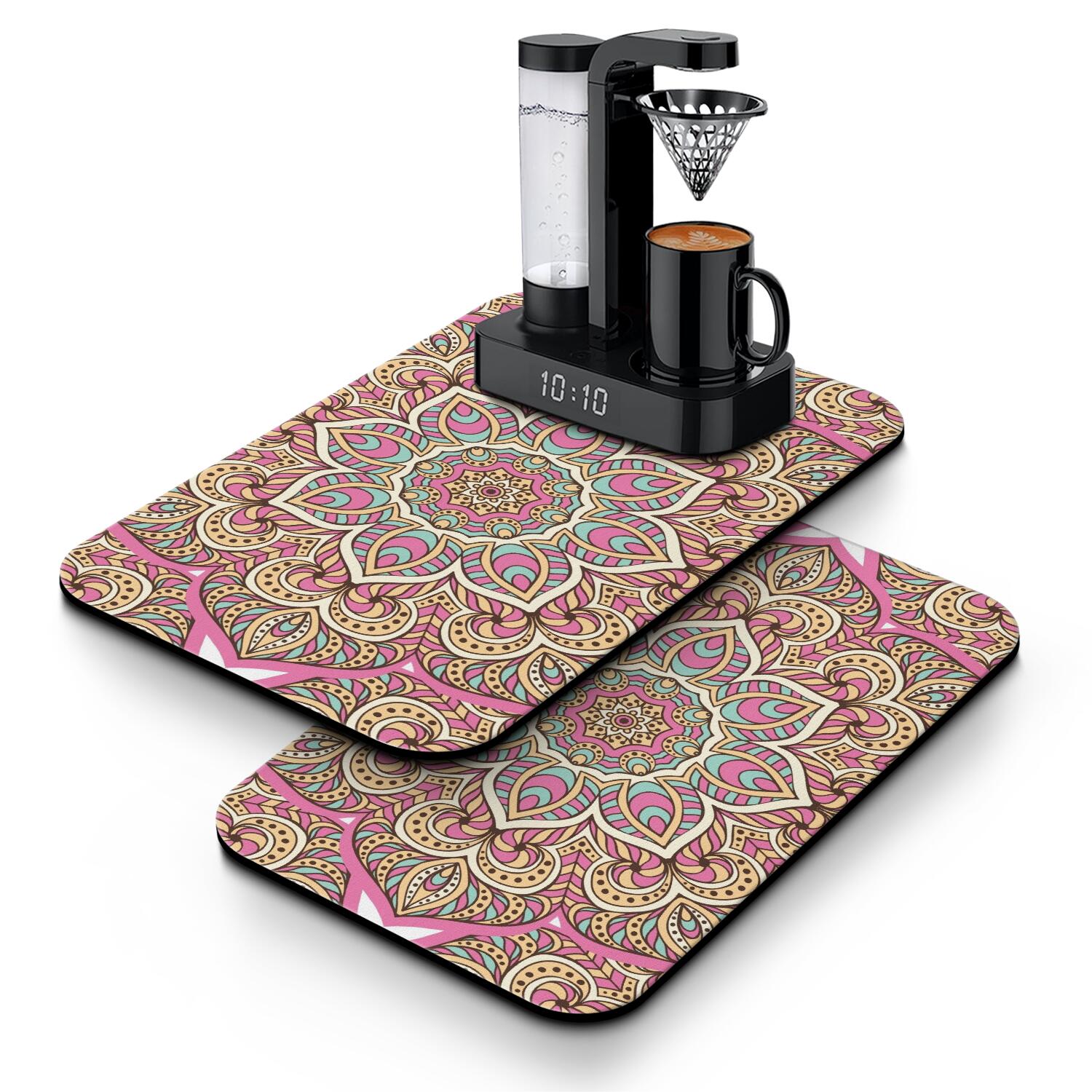 Sacred Mandala Dish Drying Mat, Zen Meditation Absorbent Coffee Bar Mat ...