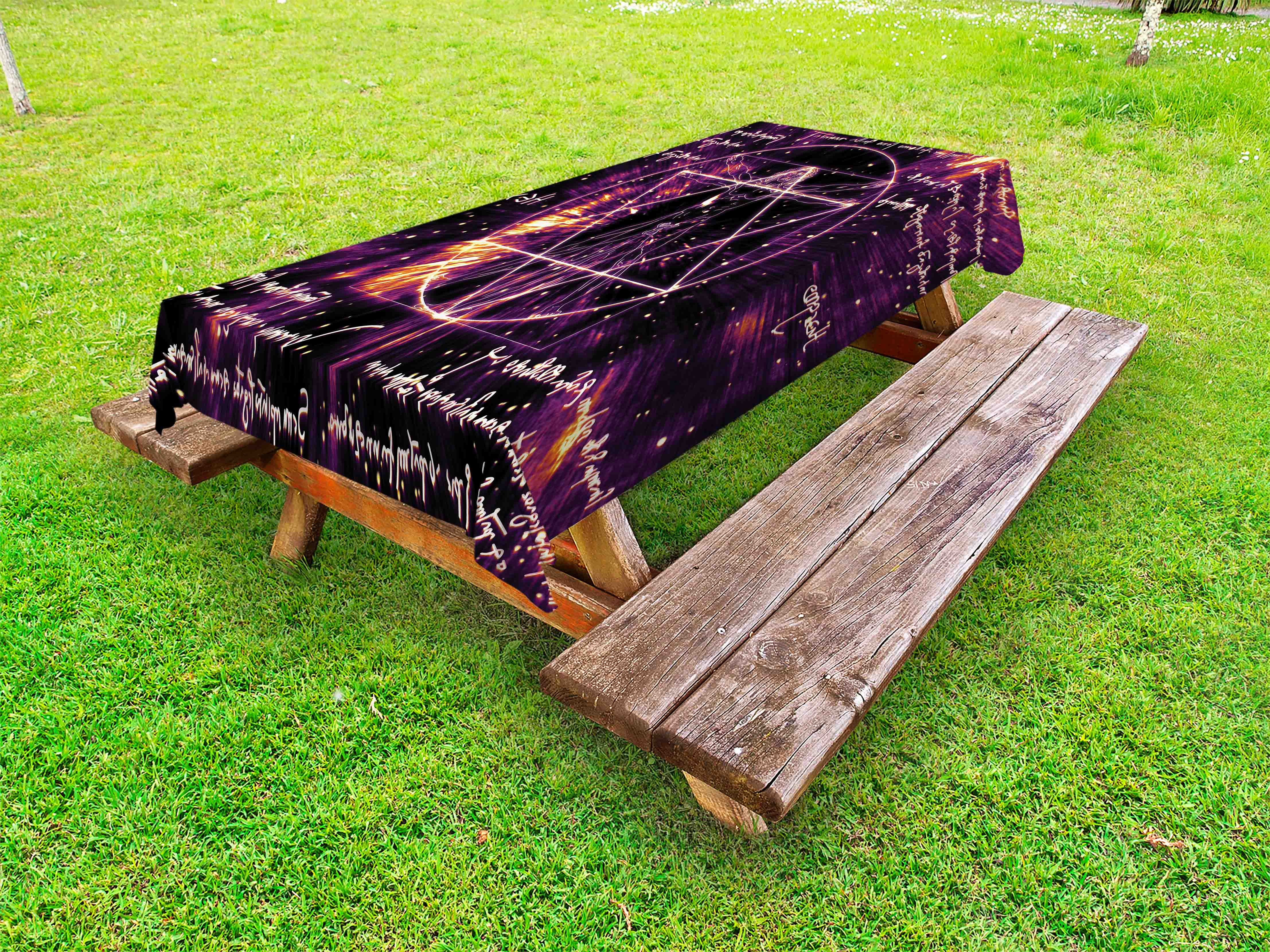 Sacred Outdoor Tablecloth, Vitruvian Man with Spiritual Occult Theme ...