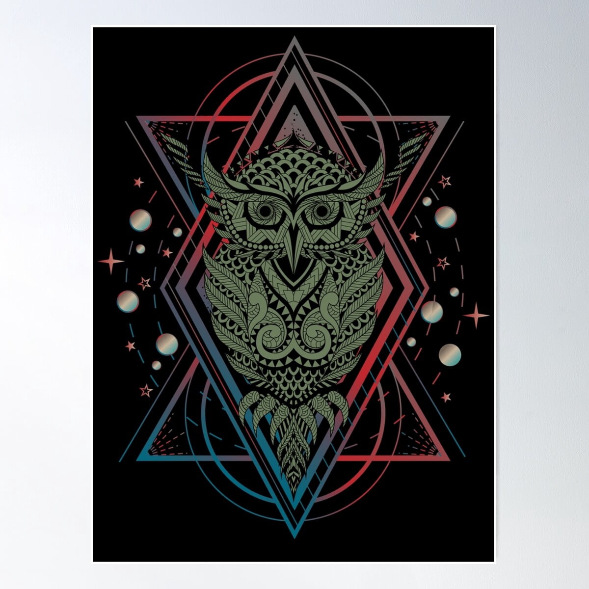 Sacred Owl Symbol Of Wisdom Poster Wall Art, Modern Wall Decor For ...