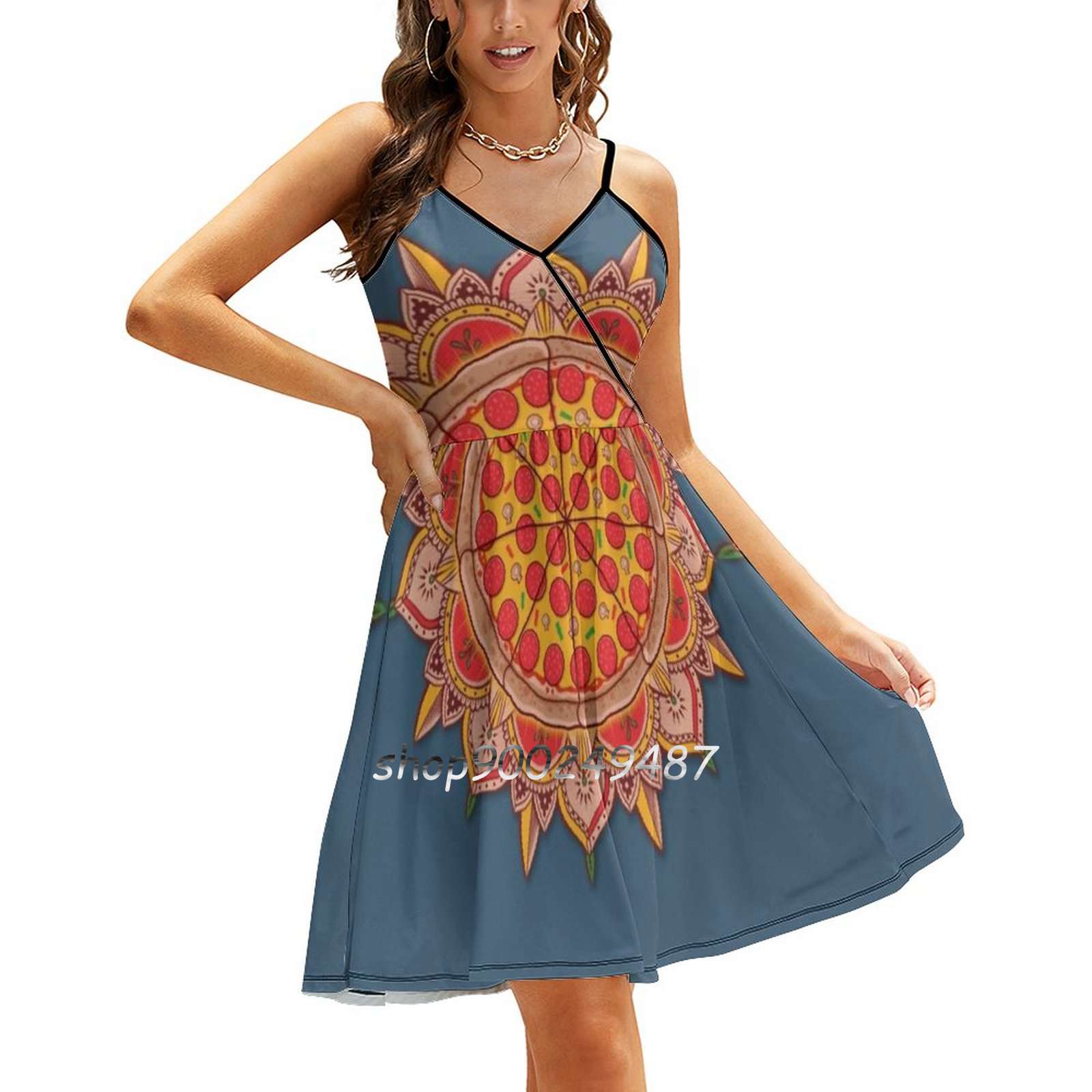Sacred Pizza Evening Party Dresses Midi Sexy Dress Female Sweet One ...