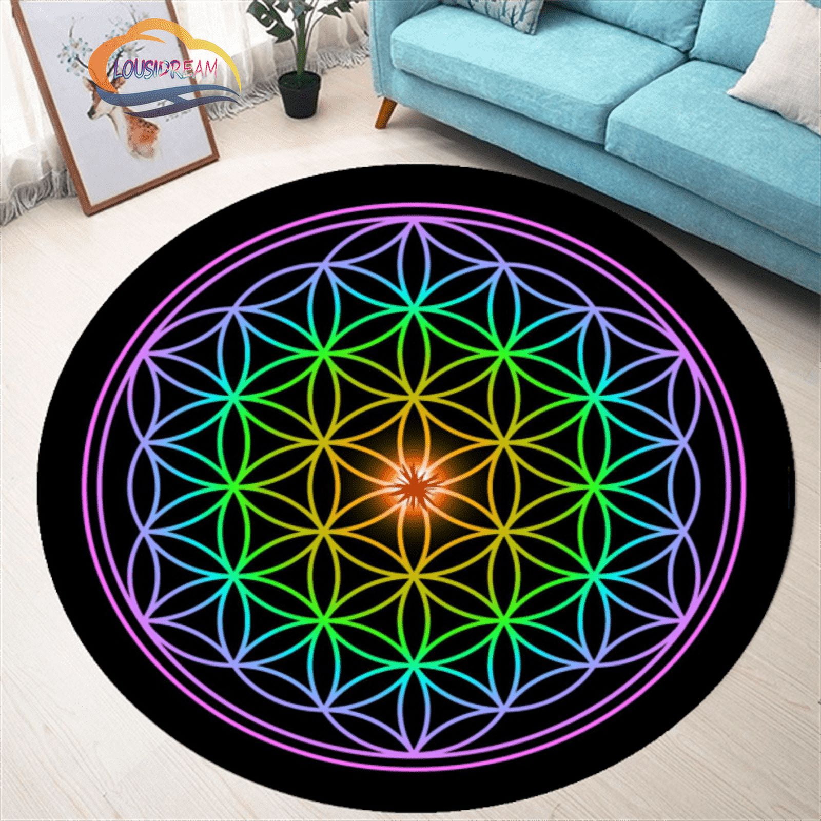 Sacred Planet Geometry Flower of Life Round carpet rug，Child Cushion ...