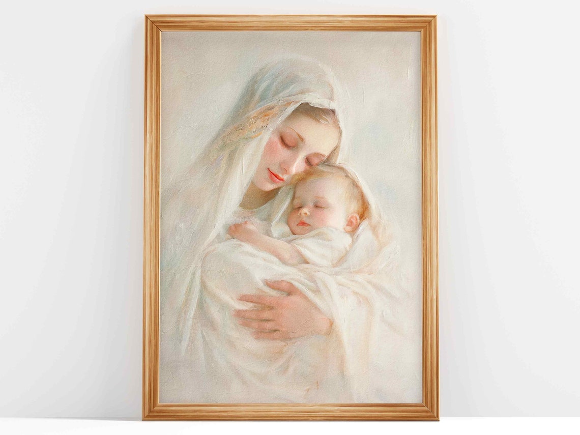 Sacred Serenity, Mother Mary And Baby Jesus, Holy Family Art, Jesus Oil ...
