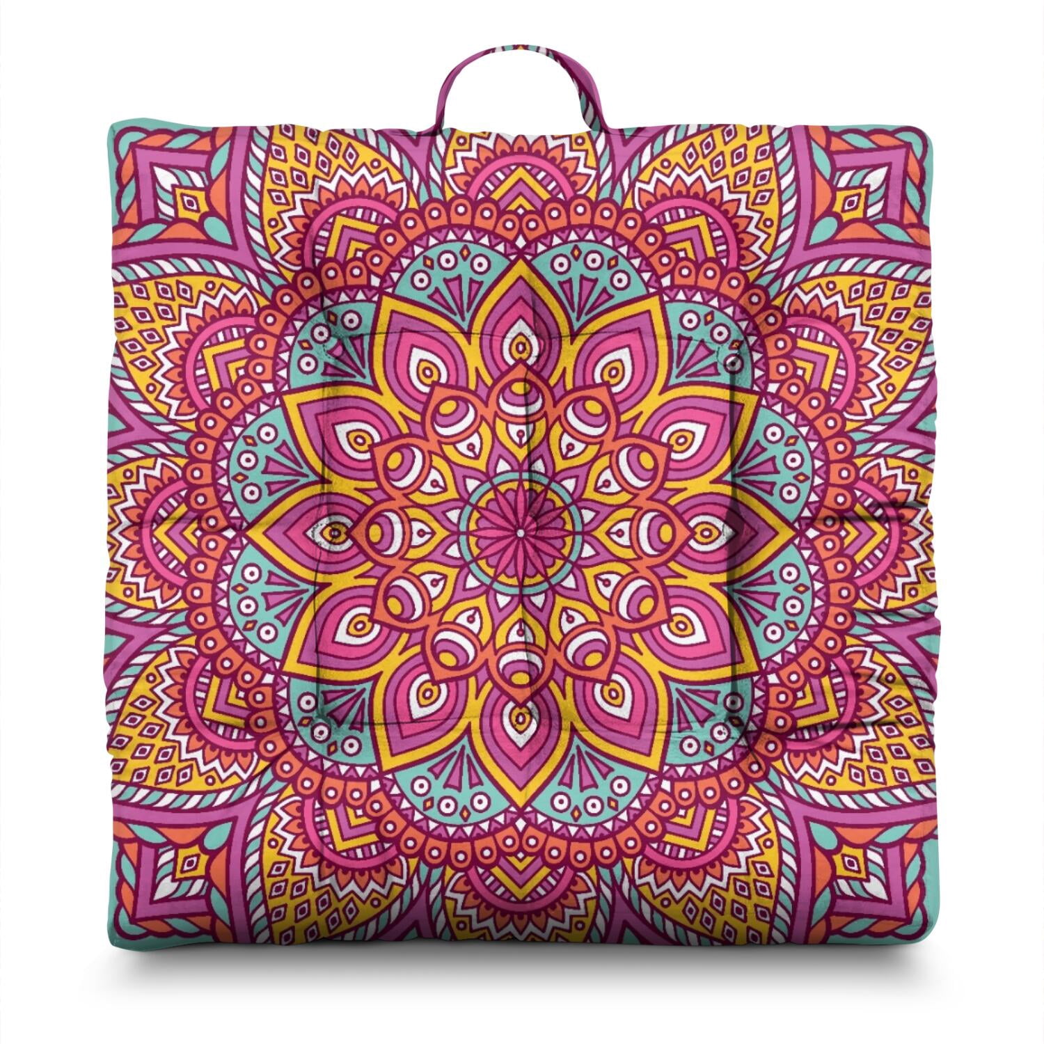 Sacred Symbolic Mandala Pillow – Large 22 Inch Square Cushion, Mystic ...