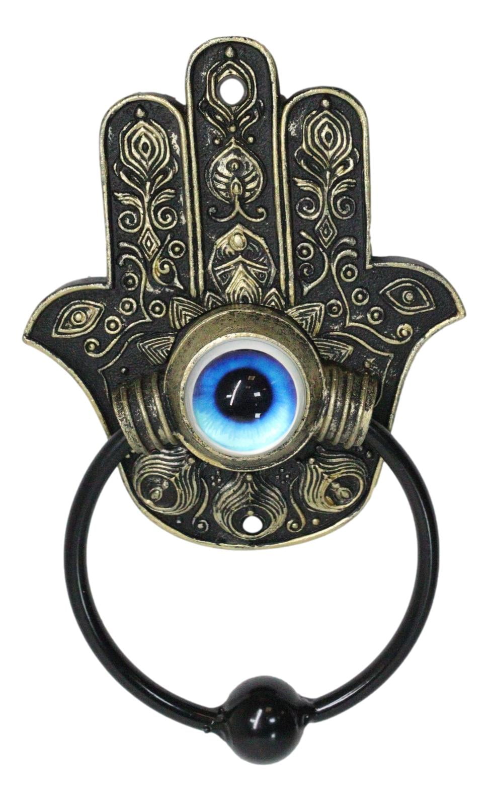 Sacred Symbols Hand of God Hamsa Palm Glass Evil Eye Decorative Door ...