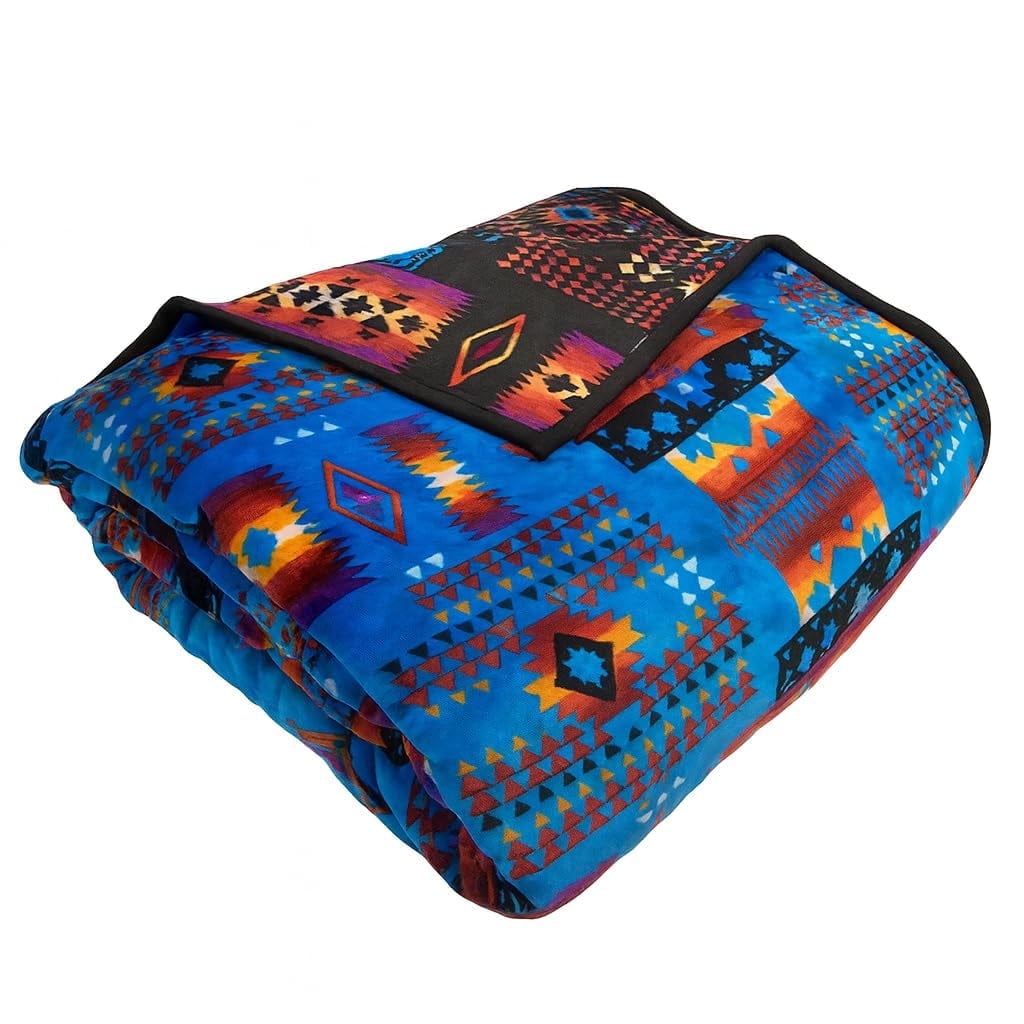 Sacred Thread Fleece Blanket South Western, Reversible Mexican, Vibrant ...