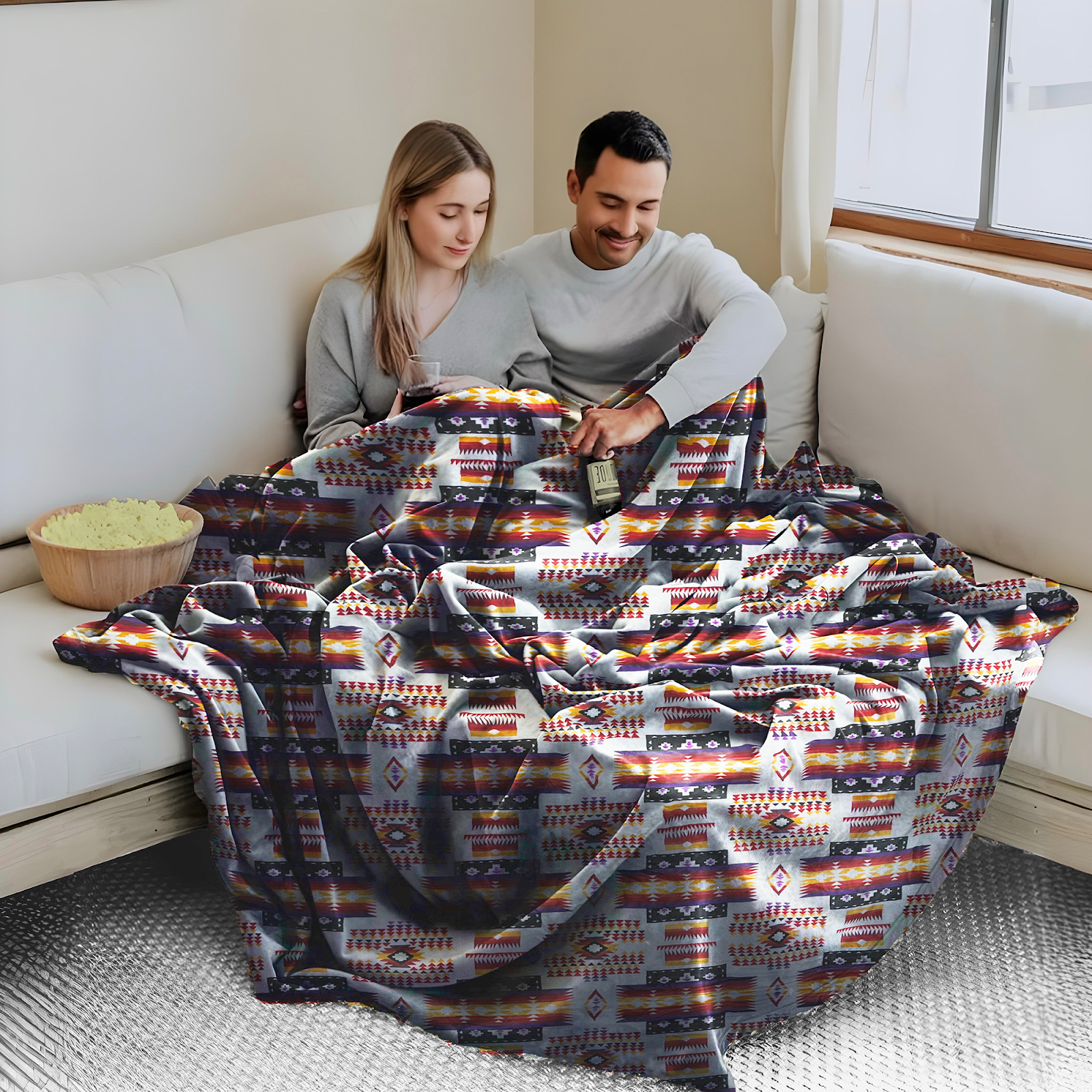 Sacred Thread Fleece Blanket, Southwestern Queen Blanket, Throw Blanket ...