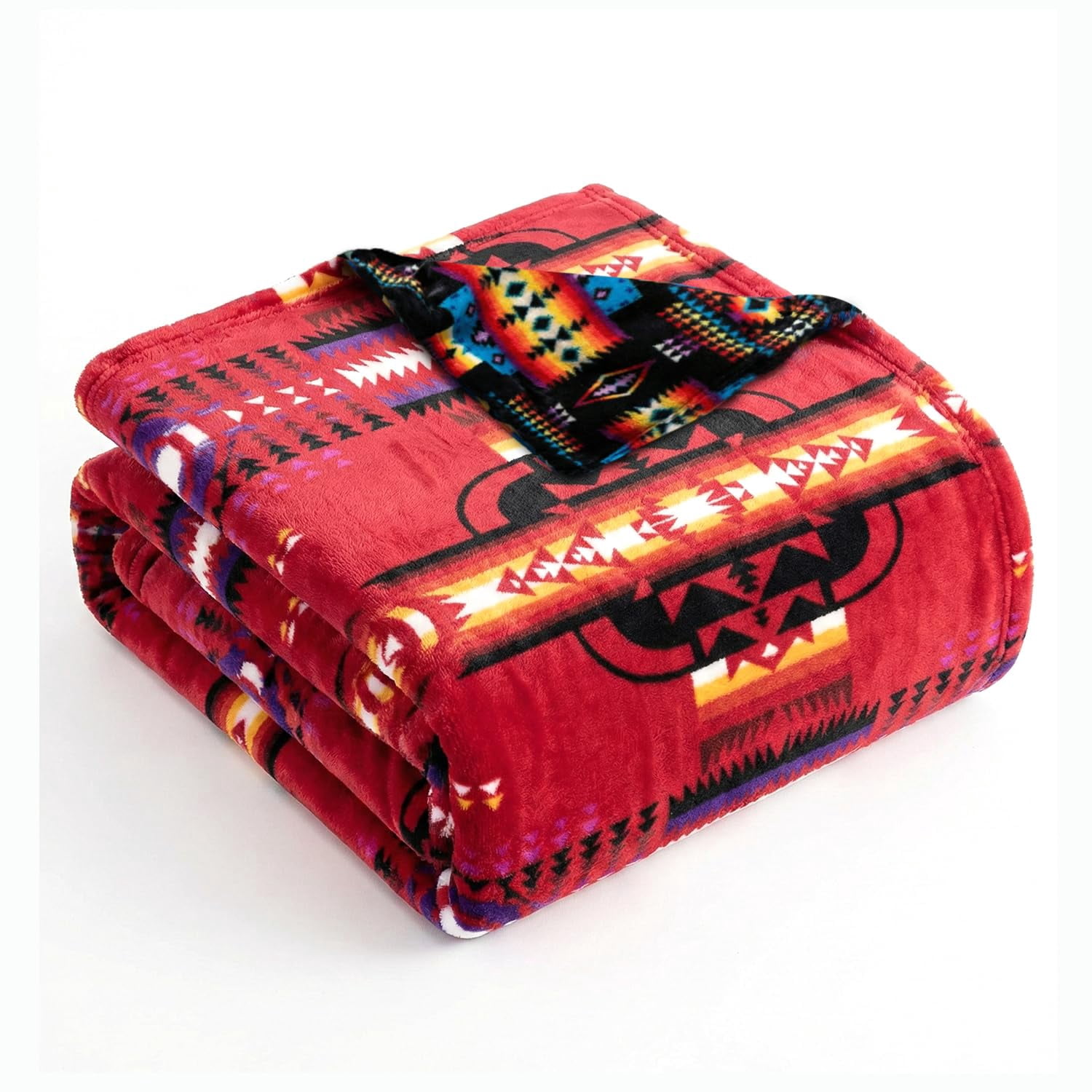 Sacred Thread Fleece Blanket South Western, Reversible Mexican, Vibrant ...