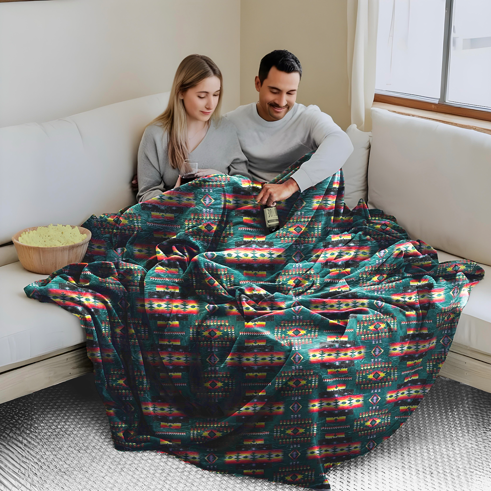 Sacred Thread Sherpa Fleece Blanket, Southwestern Full Blanket, Throw ...
