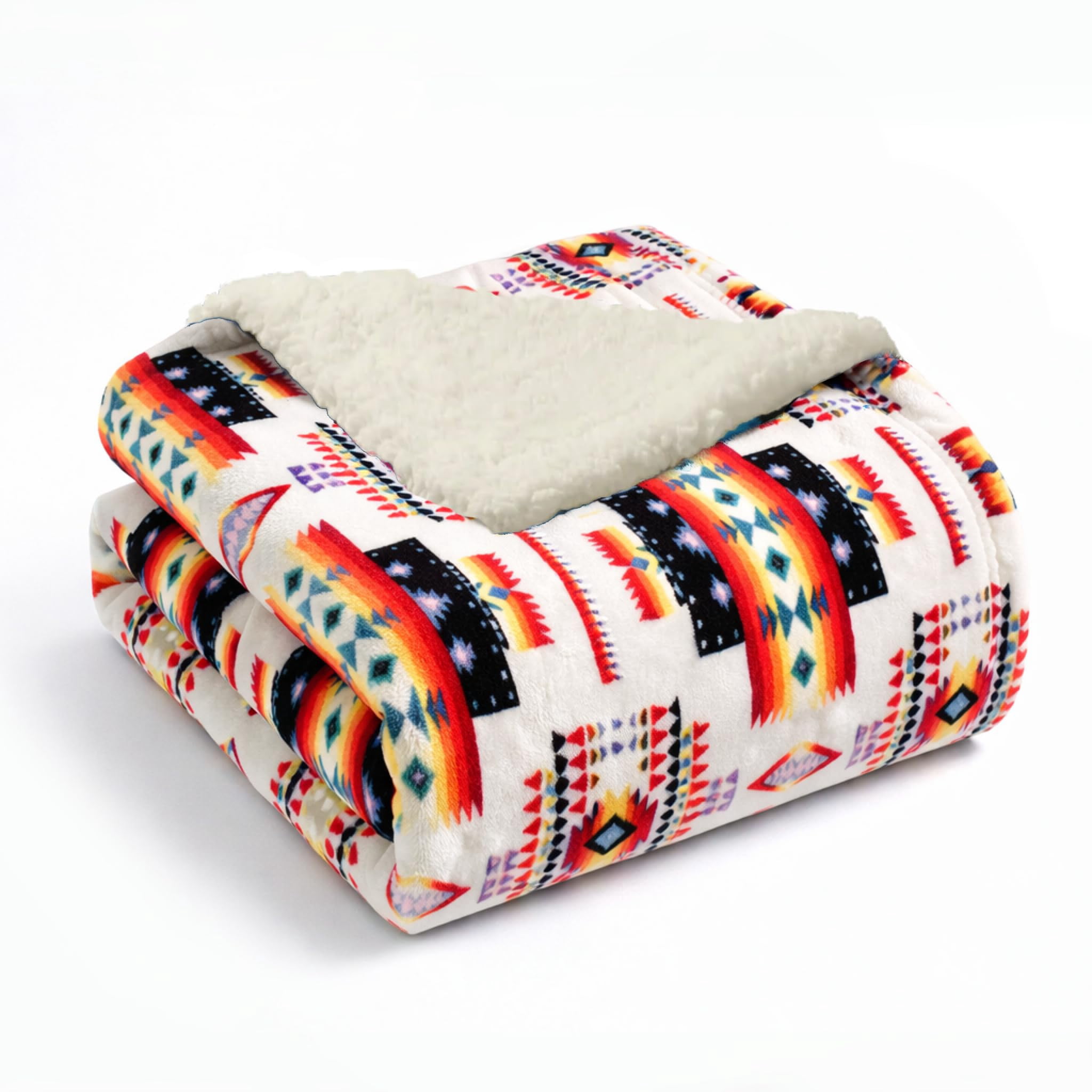 Sacred Thread Fleece Blanket South Western, Reversible Mexican, Vibrant ...