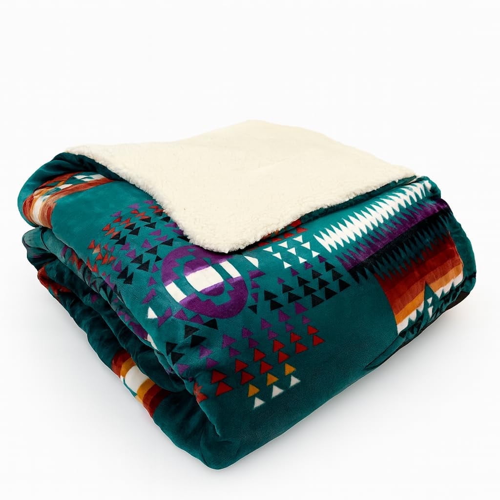 Sacred Thread Fleece Blanket South Western, Reversible Mexican, Vibrant ...