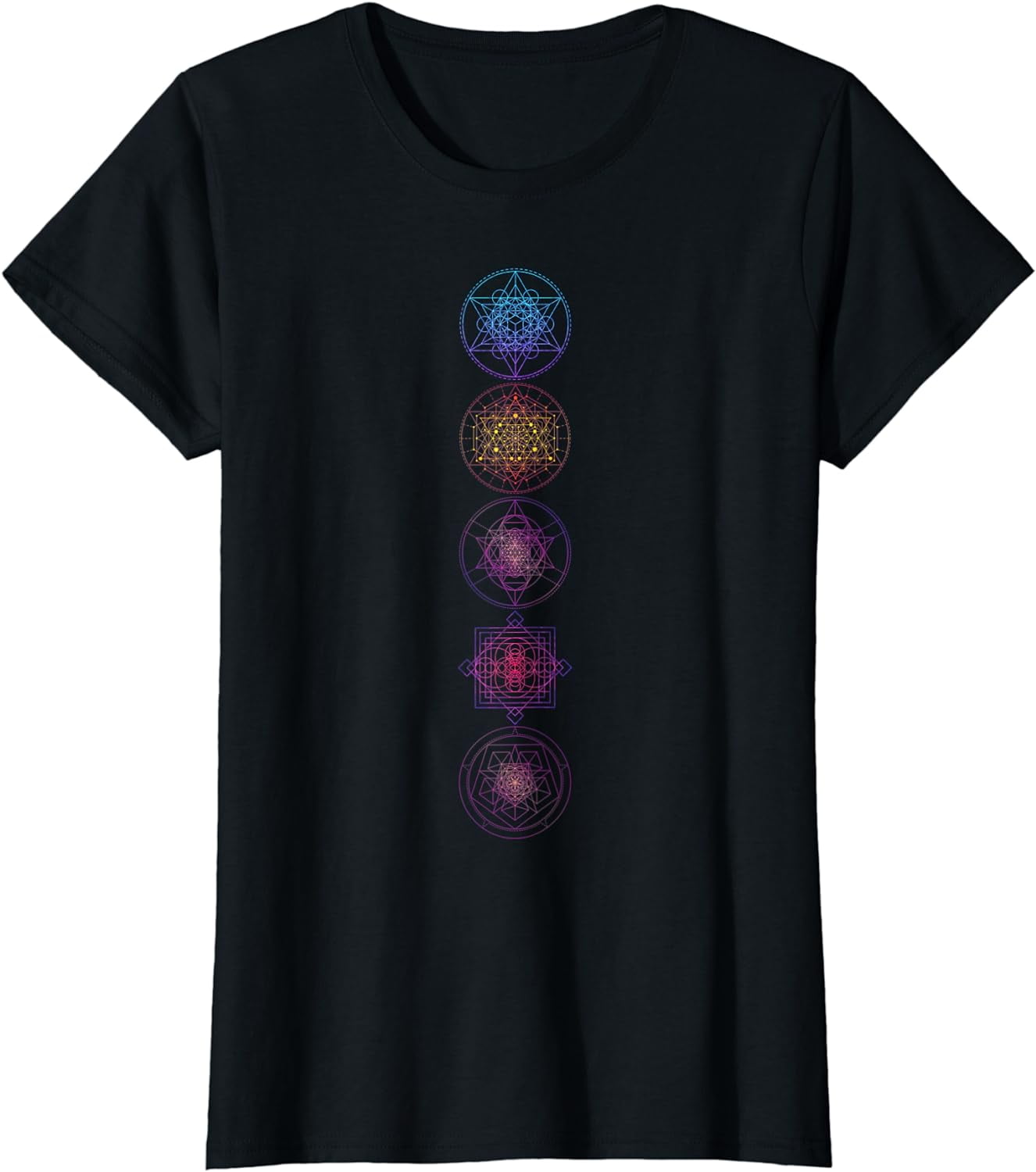 Sacred geometry Symbols With Flower of Life Gradient Colors T-Shirt ...