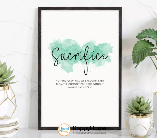 Sacrifice Definition Poster Motivational Inspirational Wall Art Office ...