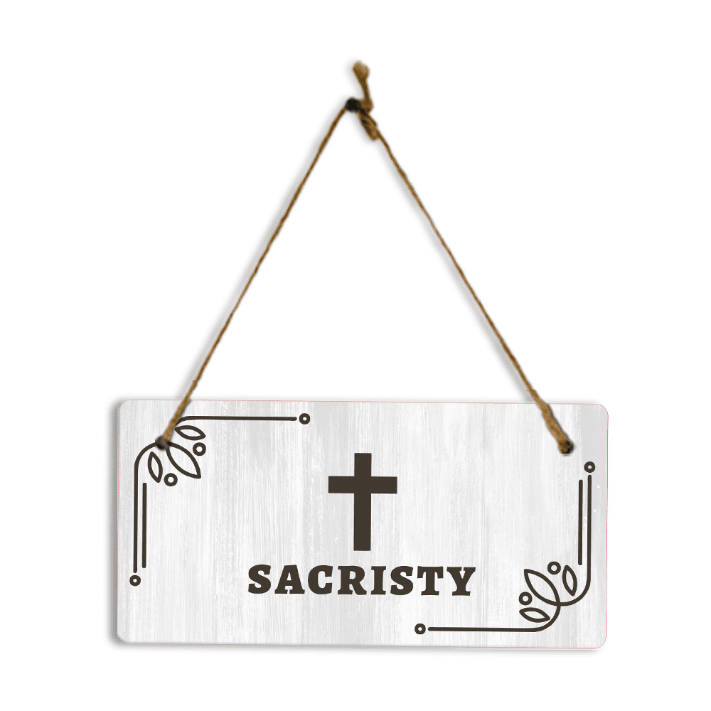 Sacristy 5x10 Hanging Plus Wall or Door Sign | Church Rustic Wood Sign ...