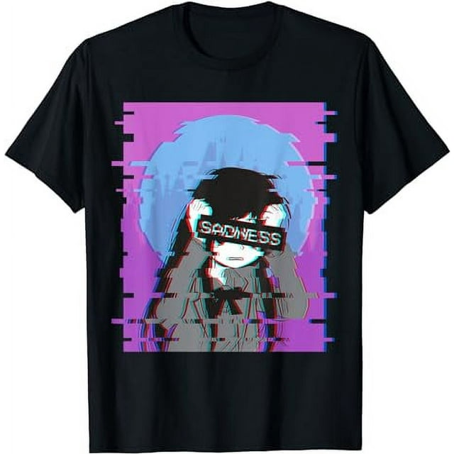 Sad Anime Girl Japanese Aesthetic Vaporwave Anime Otaku T Shirt