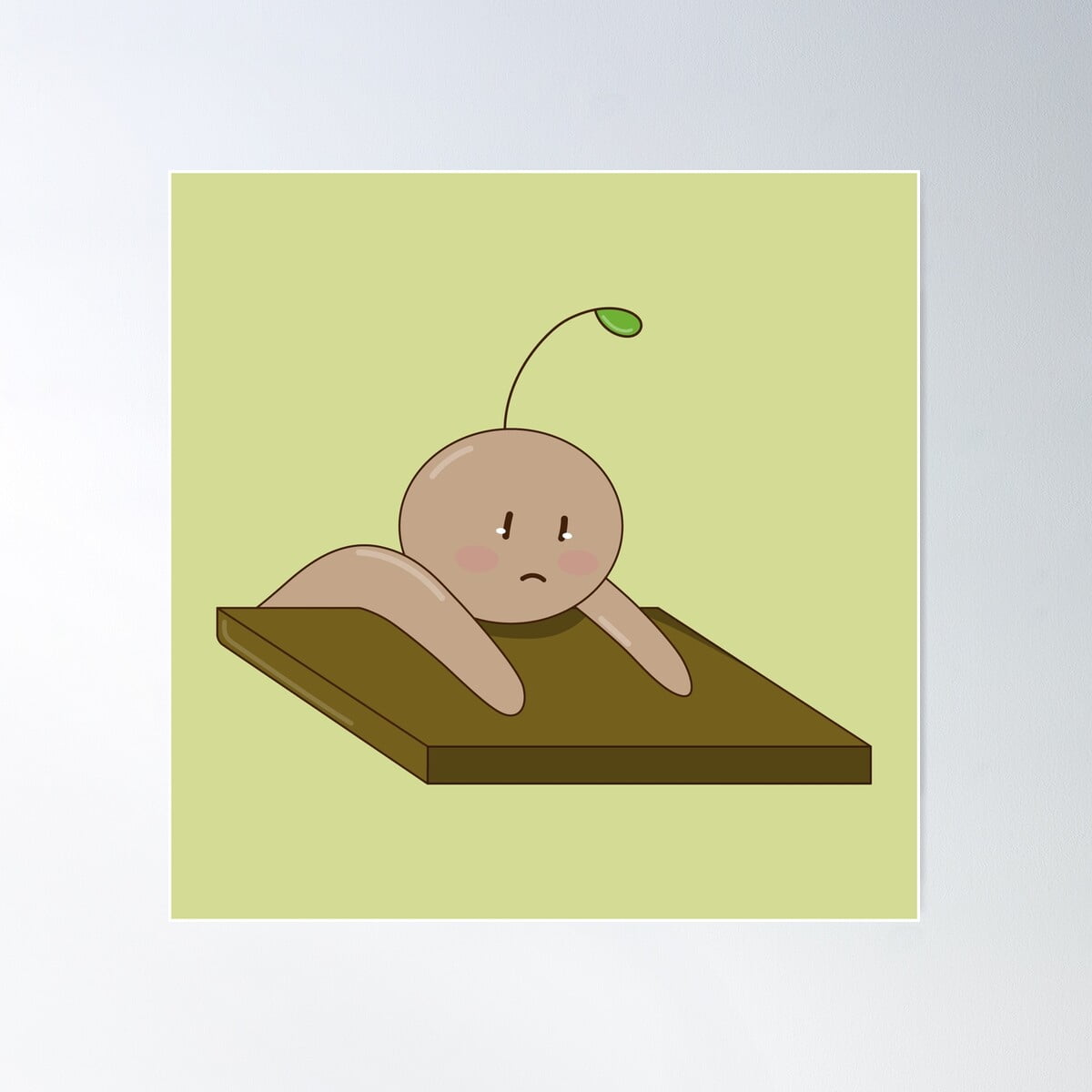 Sad Bean Sticker Leaf Poster Wall Art, Modern Wall Decor For Living ...