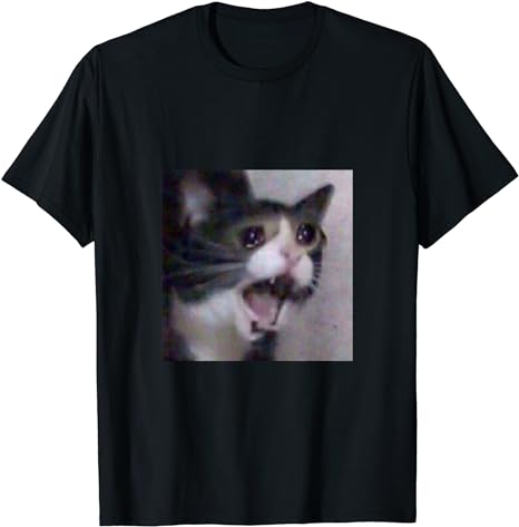 Sad Cat Screaming Meme Funny Internet Viral Joke Pun Gift T-Shirt ...