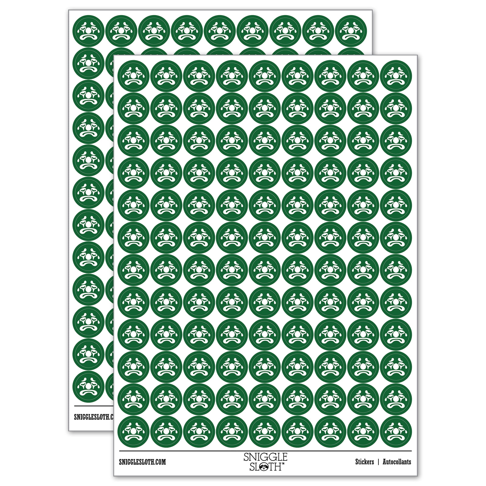 Sad Clown Face 200+ Round Stickers - Dark Green - Matte Finish - 0.50 ...