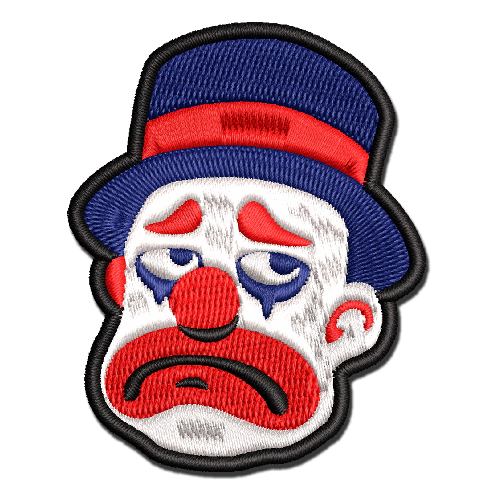 Sad Clown Top Hat Applique Multi-Color Embroidered Iron-On Patch - 3 ...