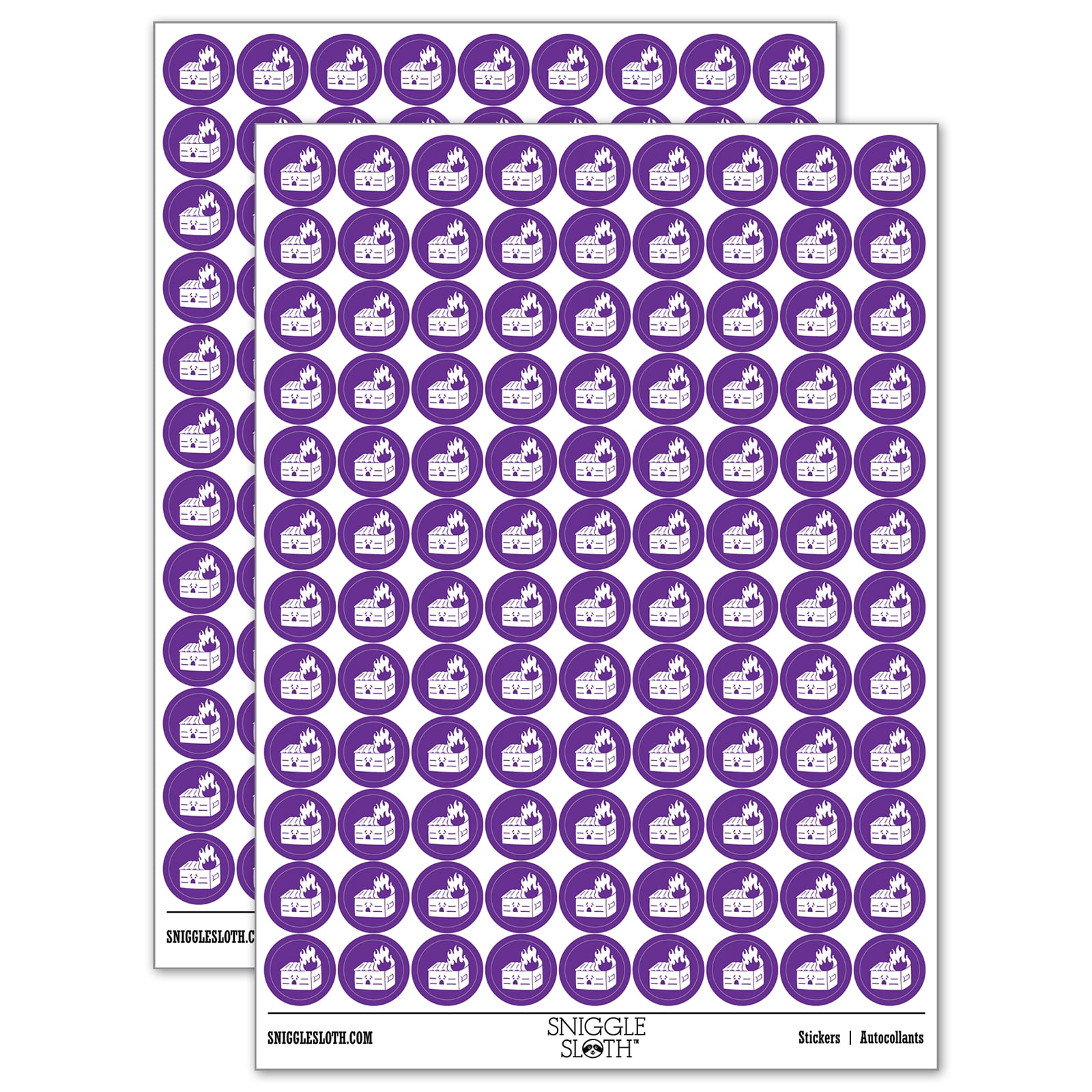 Sad Dumpster Fire 200+ Round Stickers - Purple - Gloss Finish - 0.50 ...