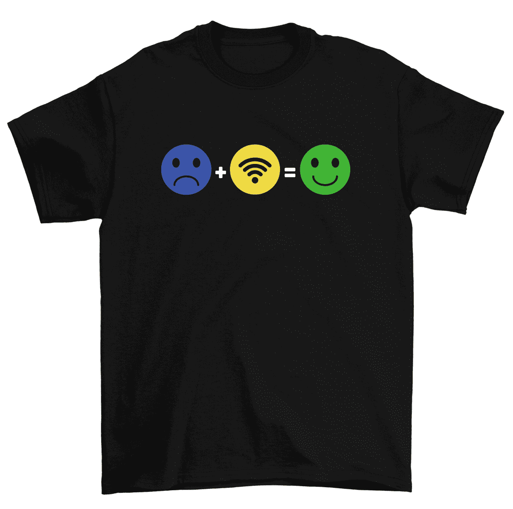 Sad Face Plus Wifi Equals Happy Face Smiley T-Shirt Men Women - Walmart.com