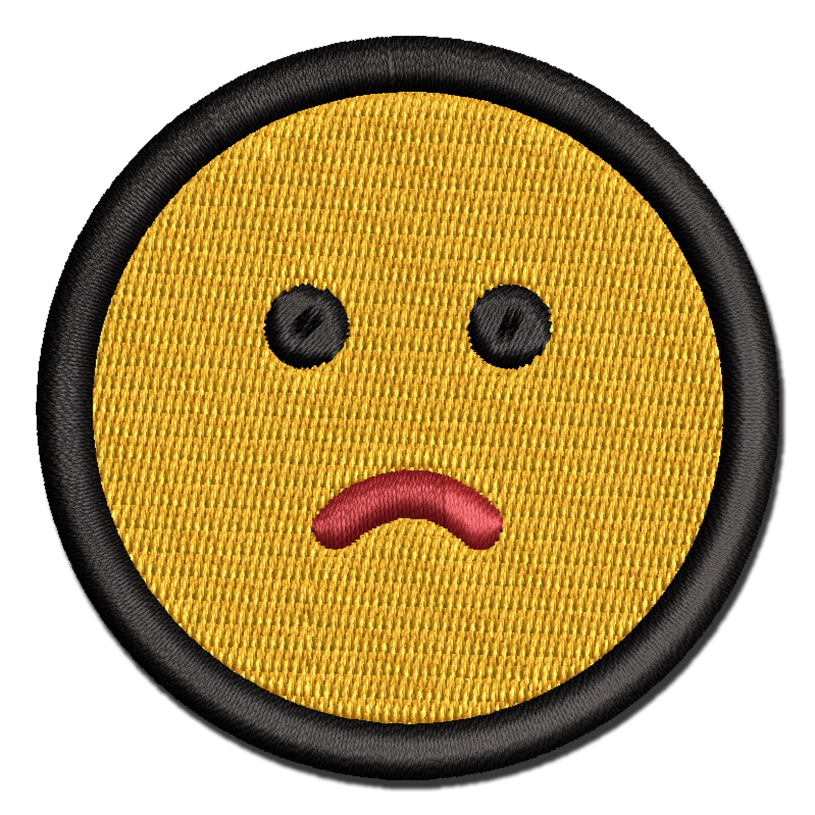 Sad Frown Face Emoticon Applique Multi-Color Embroidered Hook & Loop ...