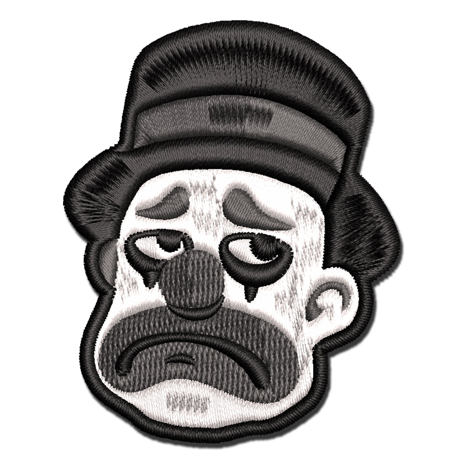 Sad Grayscale Monotone Clown Top Hat Applique Multi-Color Embroidered ...