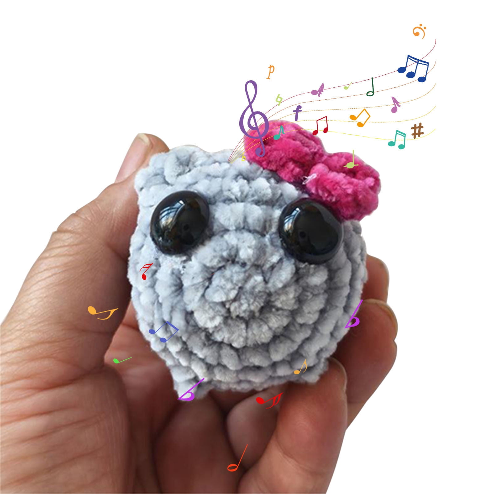 Sad Hamster Plush Keyring with Sound Cute Handmade Knitted Hamster ...