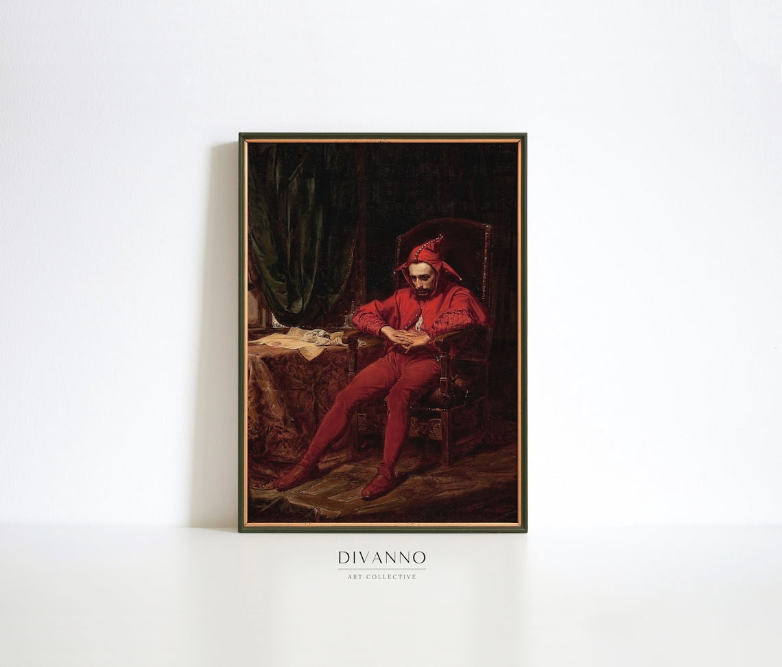 Sad Jester Dark Academia Gothic Fine Art Poster, Unframed Size 16x24 ...