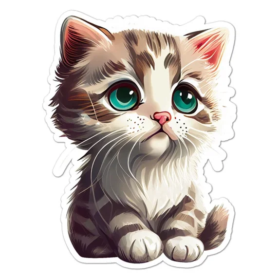 Sad Kitten Sticker Indoor Outdoor Phone Decal Water Bottle Stickers Car ...