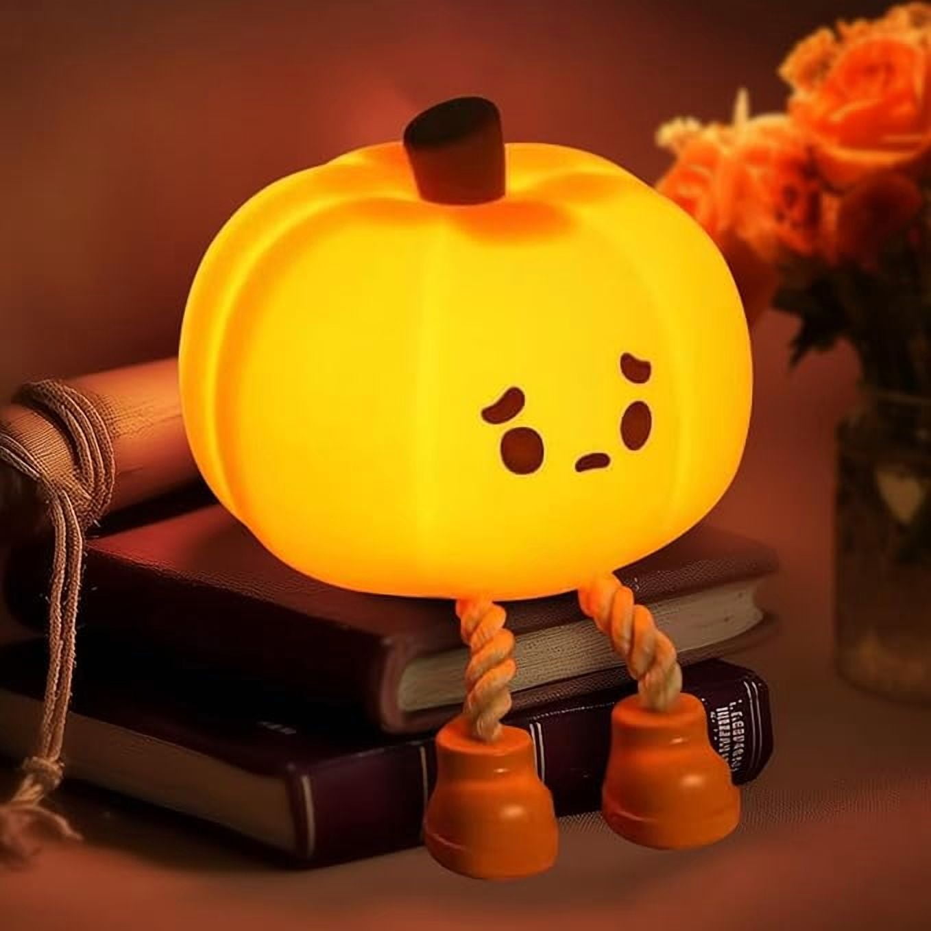 Sad Pumpkin Night Light, Cute LED Lamp, Silicone Dimmable Nursery ...