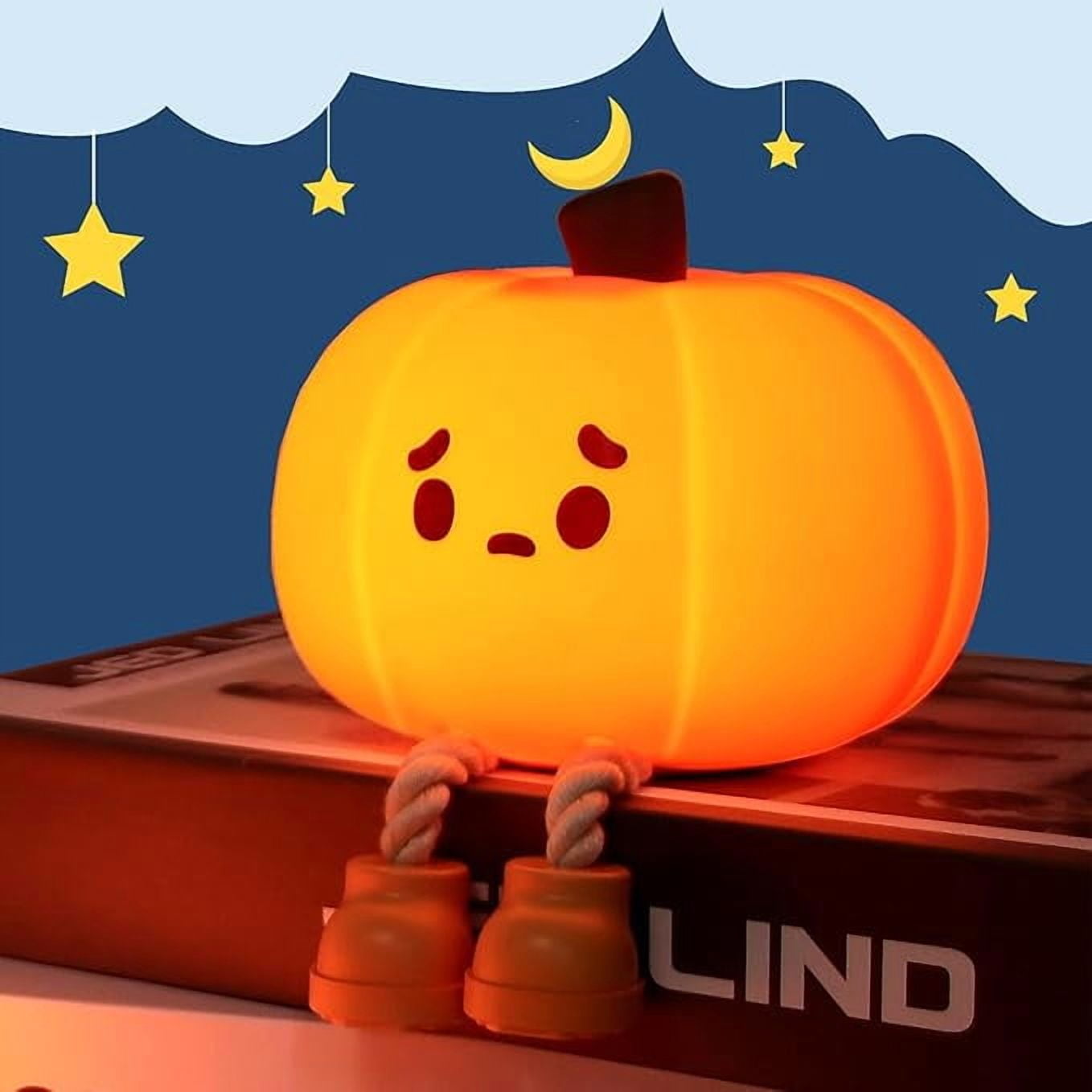 Sad Pumpkin Night Light, Silicone LED Lamp, Rechargeable Bedside Touch ...